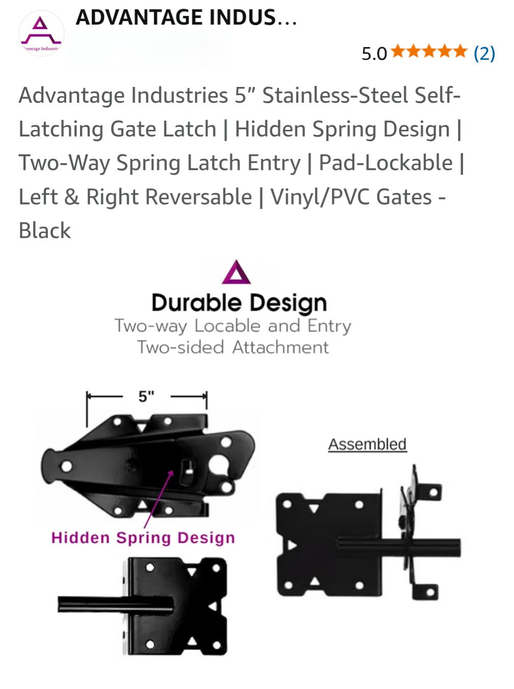 SS 5" PVC latch – Orlando Hinge Company